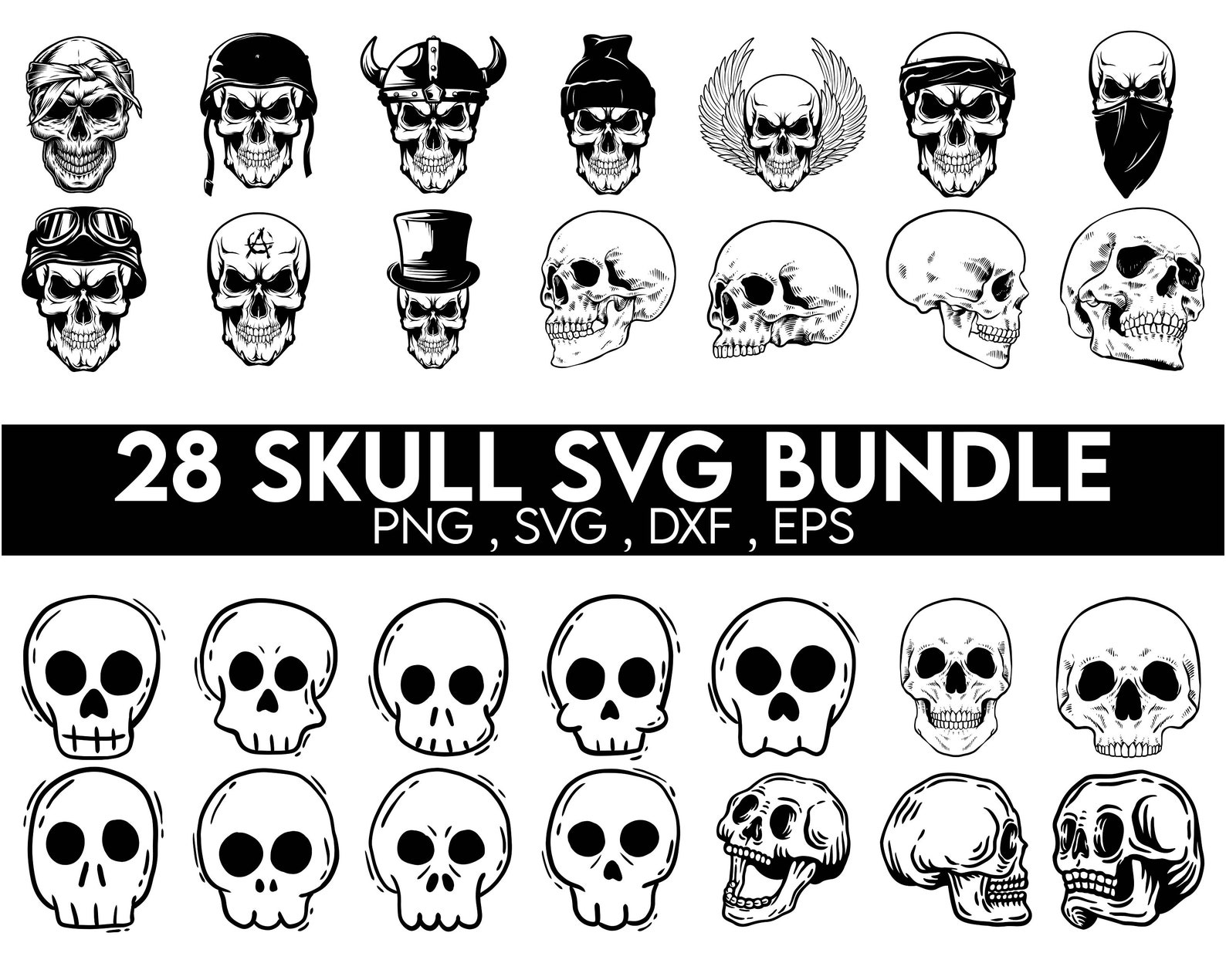 Skull SVG, Skull SVG Bundle, Skull Png, Skull Clipart, Skull Svg Files ...
