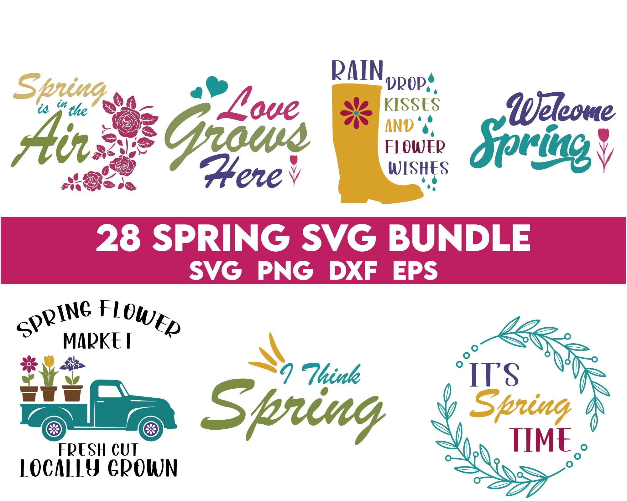 Spring Svg Bundle, Flower Svg, Spring Svg, Easter Svg, Spring Flower ...