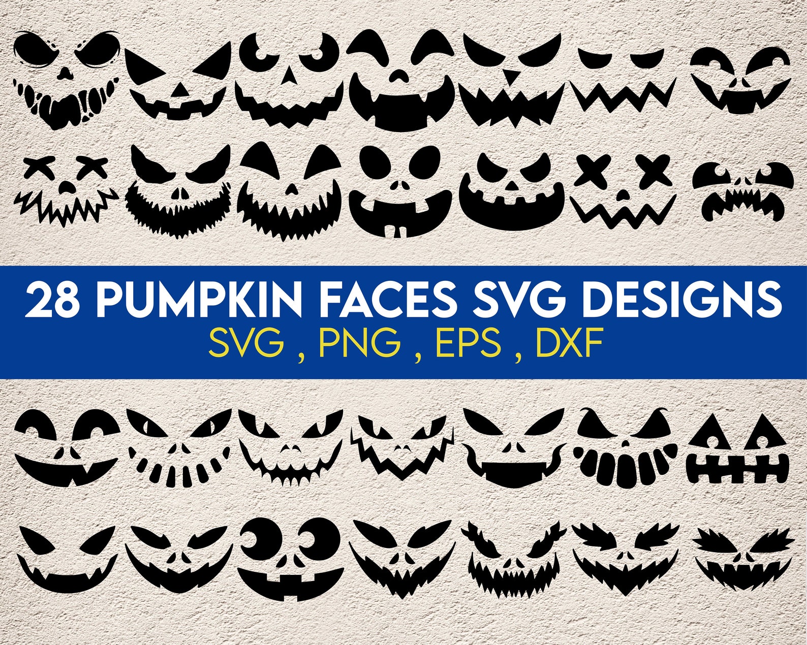 Pumpkin Face Svg Bundle, Jack O Lantern Faces, Halloween Pumpkins Faces ...