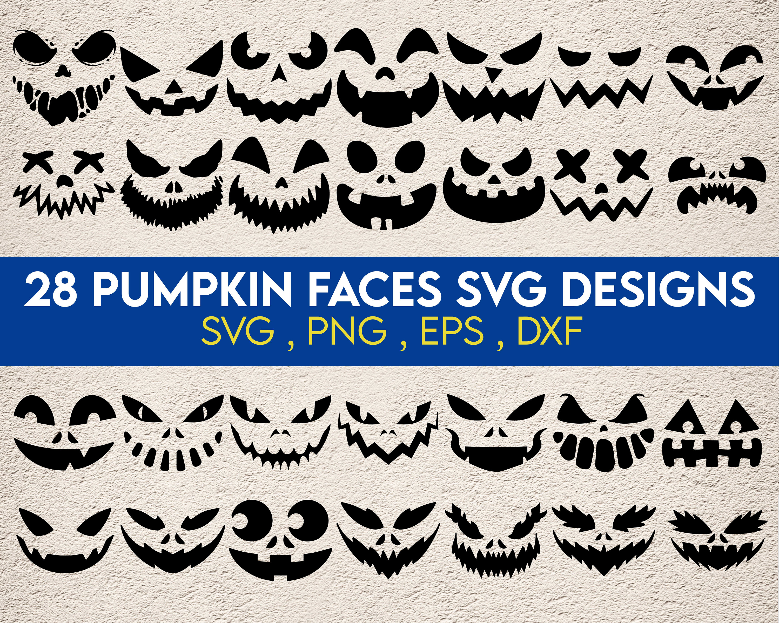 Pumpkin Face Svg Bundle, Jack O Lantern Faces, Halloween Pumpkins Faces ...