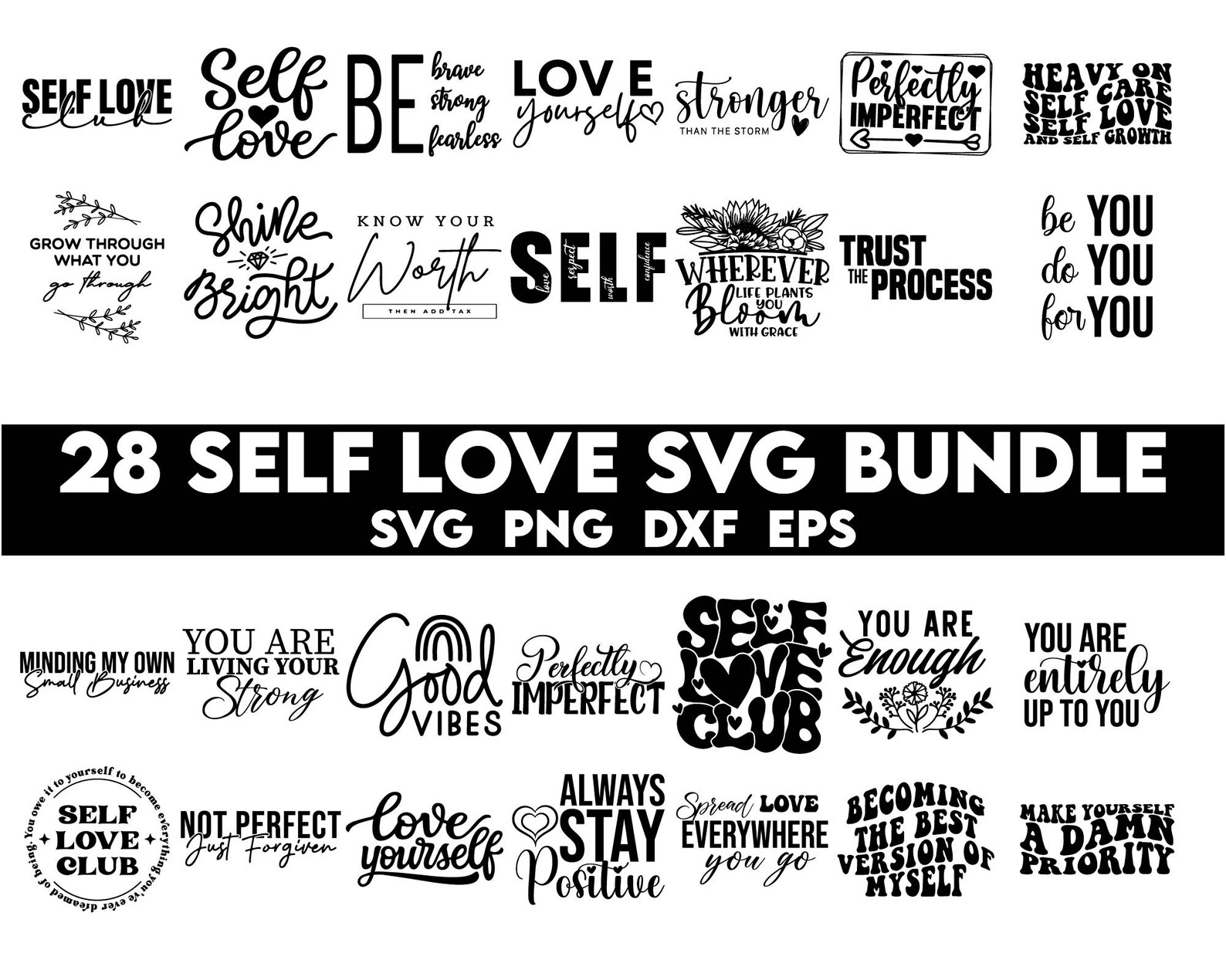 Self Love SVG Bundle, Inspirational Svg Bundle, Motivational Svg, Love ...