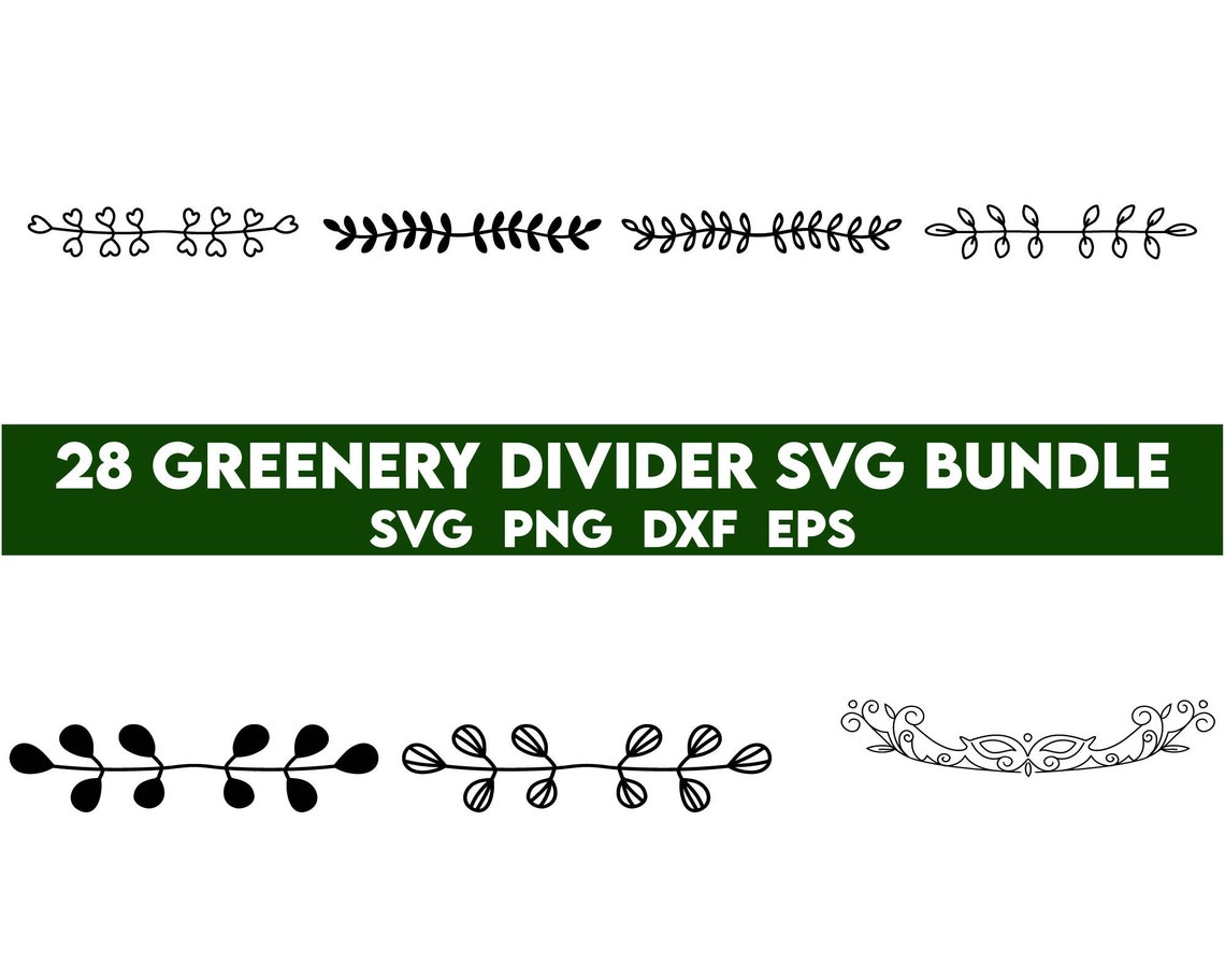 Greenery Text Divider Svg Bundle, Leaf Border Svg, Hand Drawn Svg ...