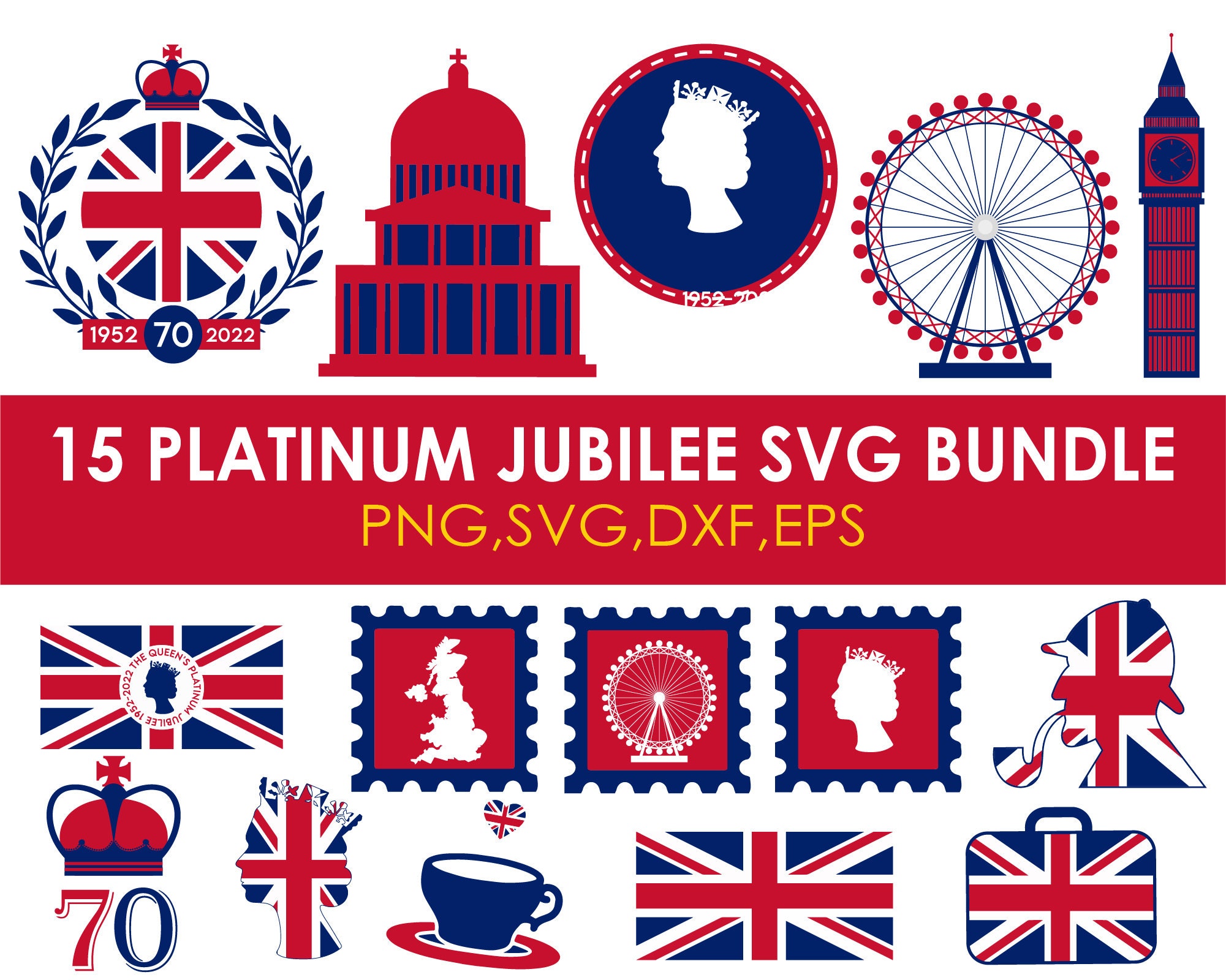 Platinum Jubilee Svg Bundle, Queens Jubilee Svg, Queen Svg, Royal ...