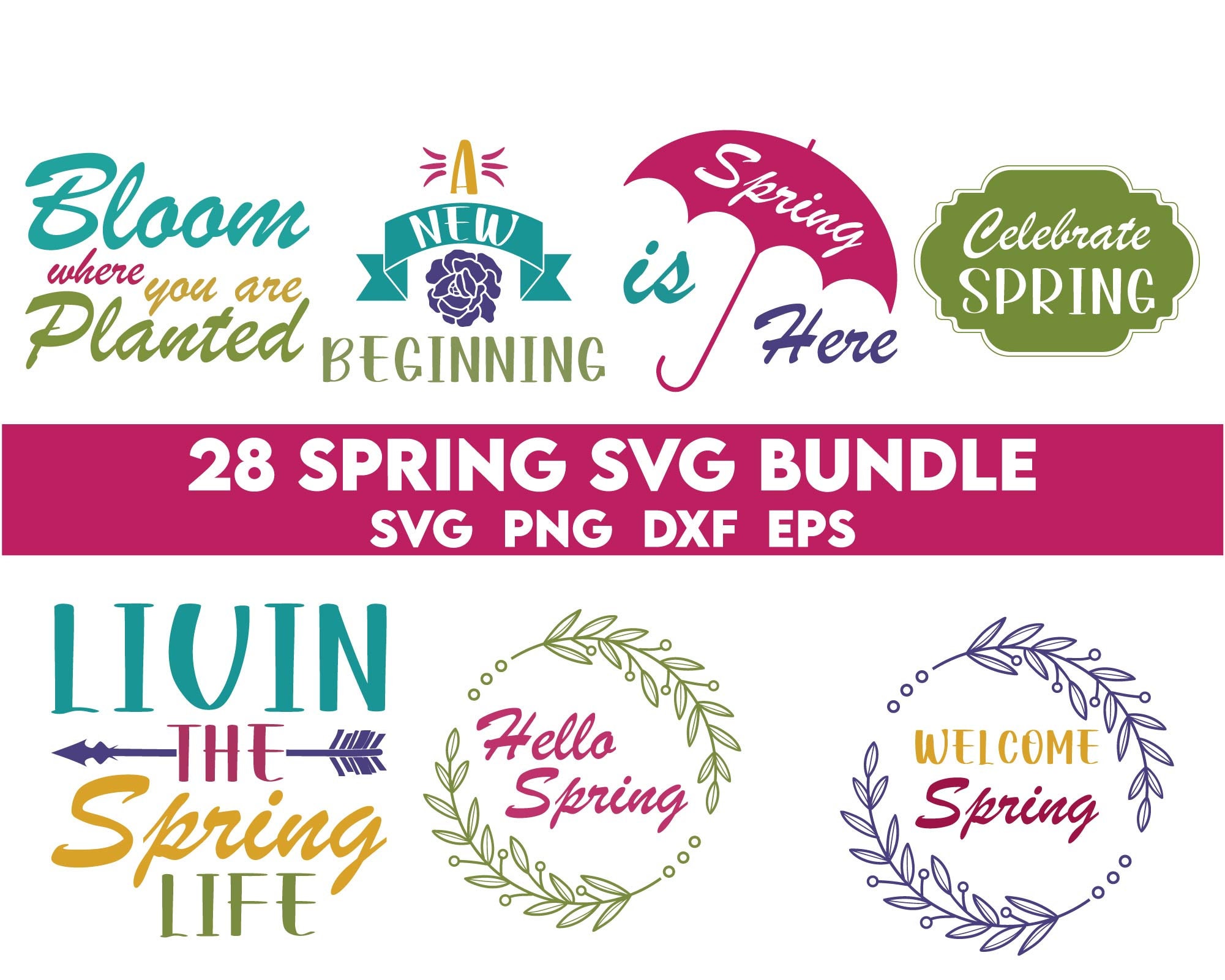 Spring Svg Bundle, Flower Svg, Spring Svg, Easter Svg, Spring Flower ...