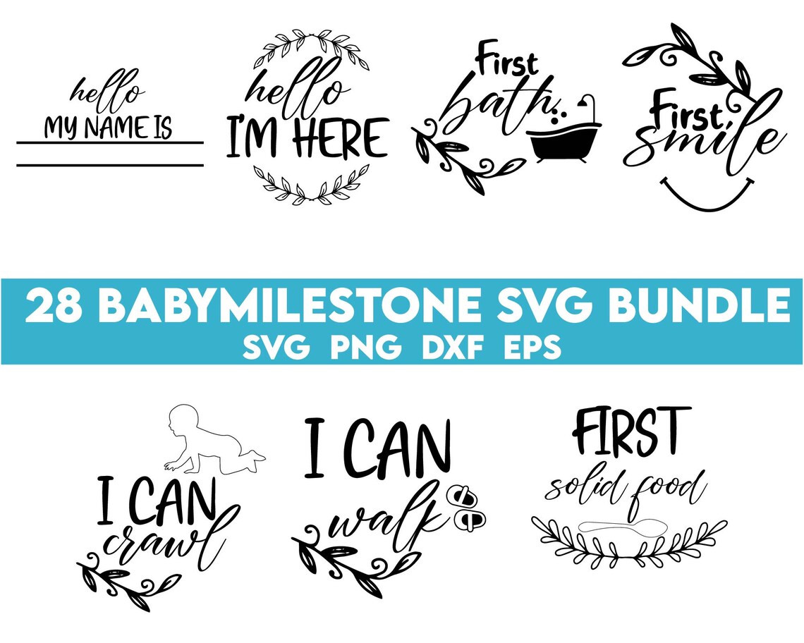 Baby Milestone Svg Bundle, Baby Milestone Svg, Hello World Svg, Baby ...