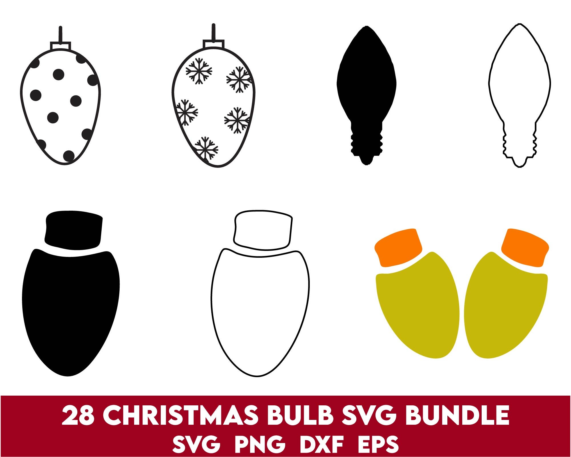 Christmas Bulb Svg Bundle, Christmas Light Svg, Christmas Lights Bundle ...