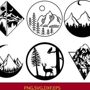 Geometric Mountain Svg Bundle, Mountains Svg, Mountain Scene Svg ...