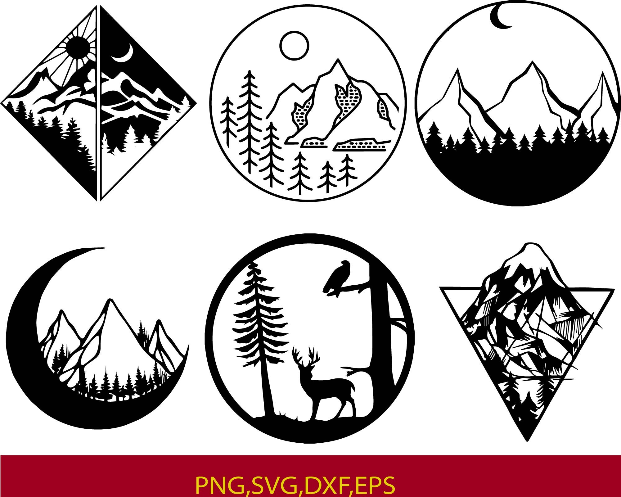 Geometric Mountain Svg Bundle Mountains Svg Mountain Scene - Etsy UK