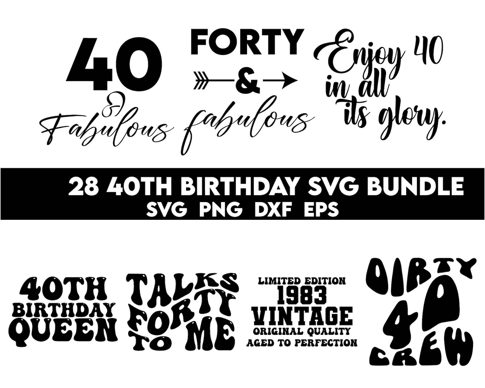 40th Birthday Svg, 40th Birthday Svg Bundle, 40th Birthday Png, 40 ...