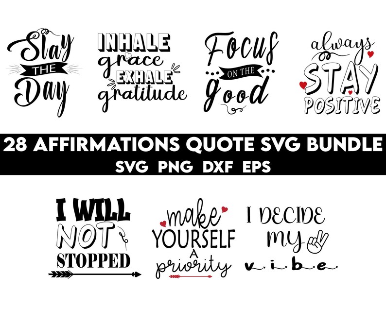 Affirmations Quotes Svg Bundle Inspirational Svg - Etsy