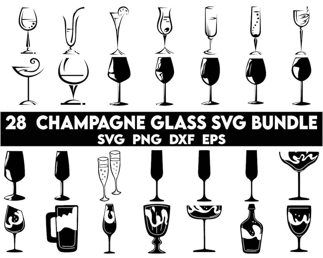 Champagne Glass Svg Bundle, Champagne SVG, Champagne Glass Clipart ...