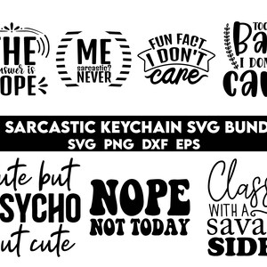 Sarcastic Keychain SVG Bundle, Funny Keychain Quotes SVG, Hand Lettered ...