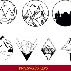 Geometric Mountain Svg Bundle, Mountains Svg, Mountain Scene Svg ...
