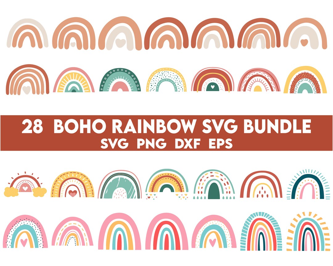 Boho Rainbow SVG, Rainbow SVG, Layered Bohemian Rainbow, Boho PNG ...