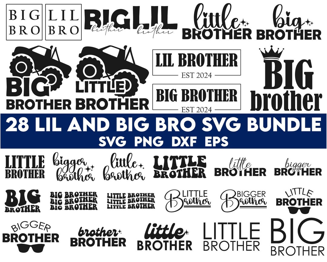 Lil Bro Big Bro Svg Bundle, Little Brother Svg, Big Bro Svg, Lil Bro ...