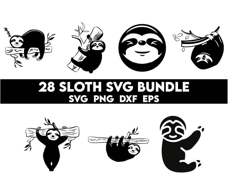 Sloth SVG Bundle, Funny Lazy Sloths Svg, Sleeping Sloth Silhouette ...
