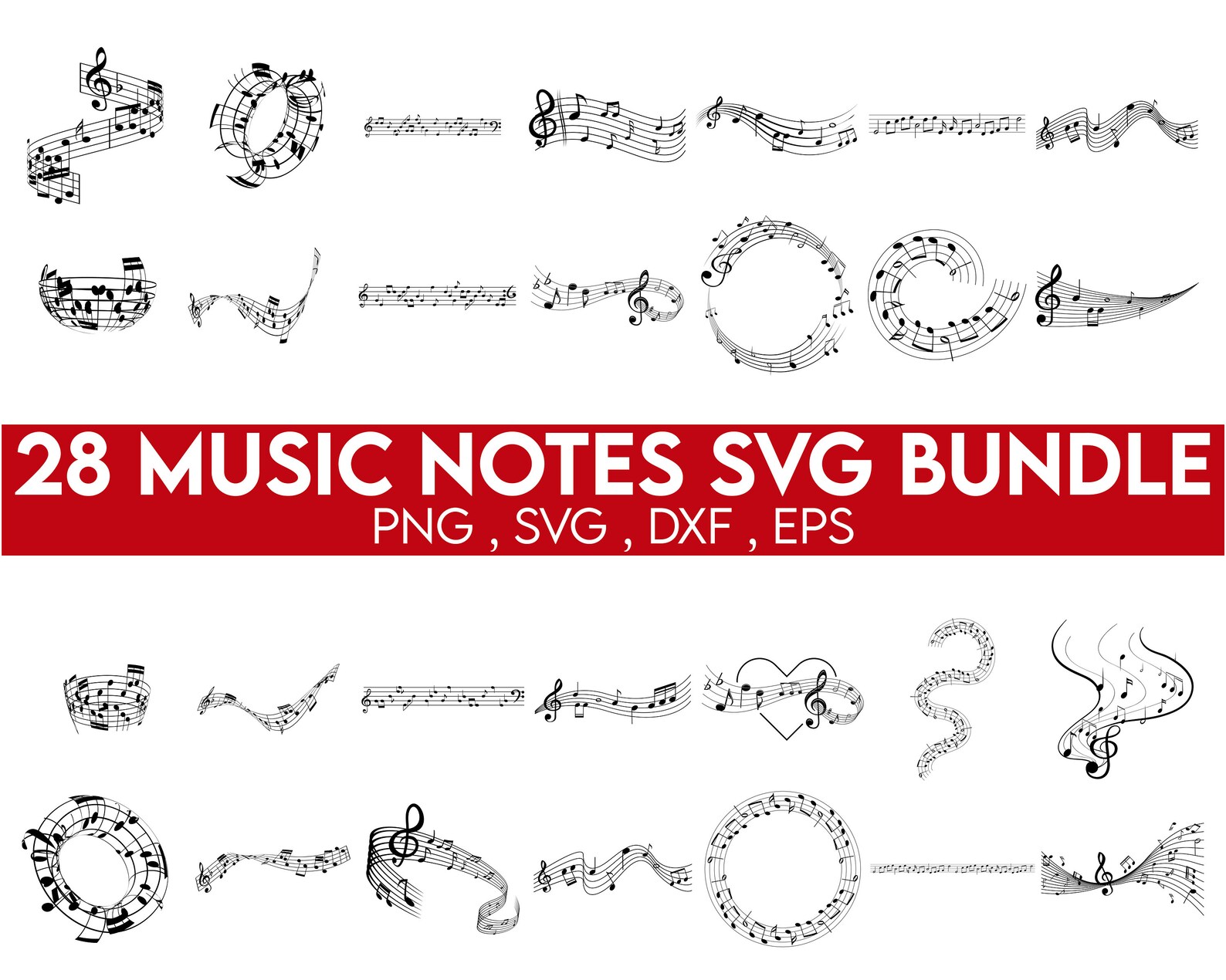 Music Notes SVG, Music Notes Bundle, Music Notes Clipart , Music Notes ...