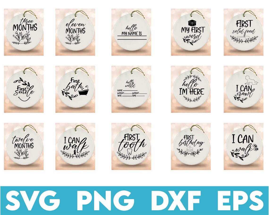 Baby Milestone Svg Bundle, Baby Milestone Svg, Hello World Svg, Baby ...