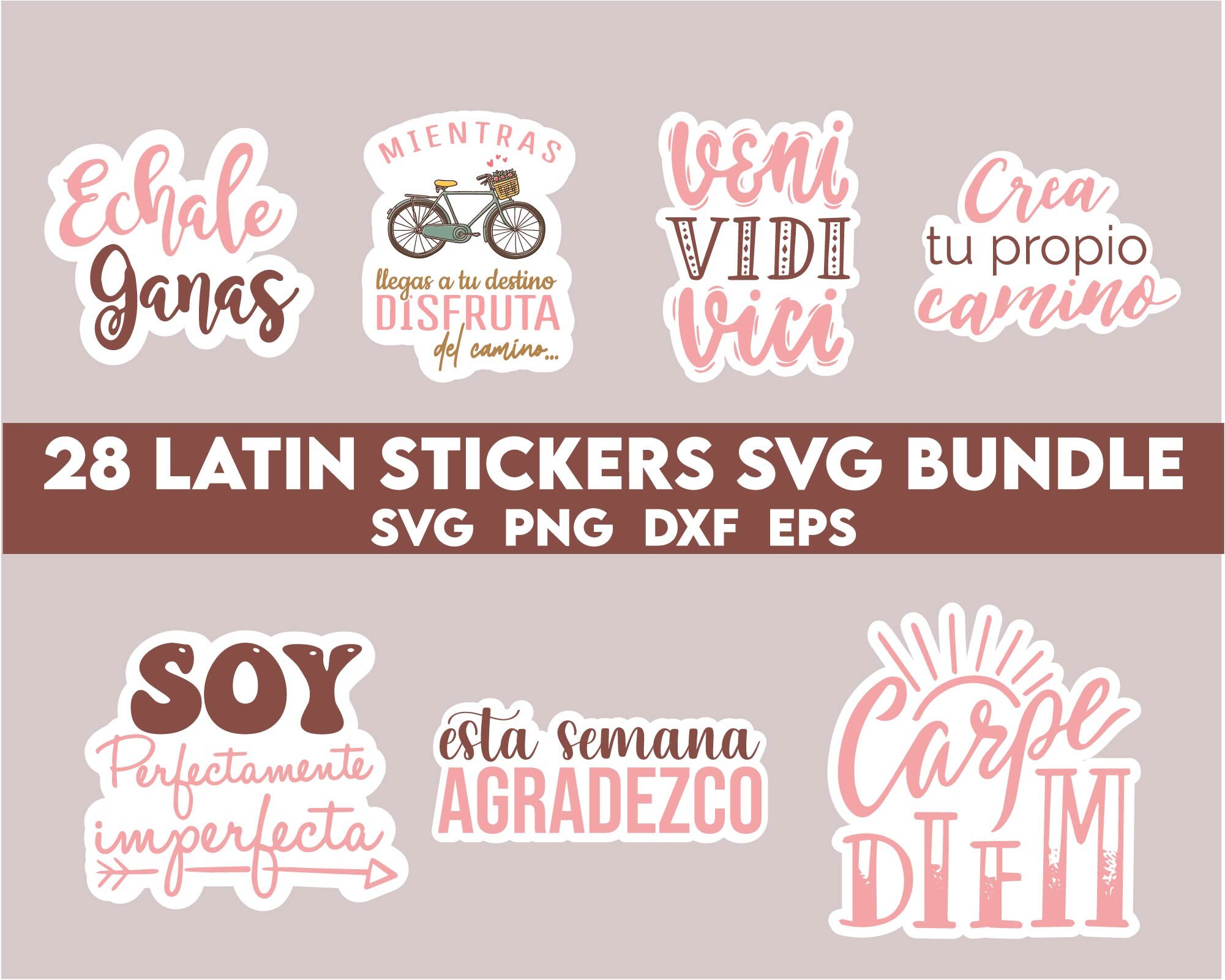 Latina Positive Stickers Svg Bundle, Latina Stickers Svg, Spanish ...