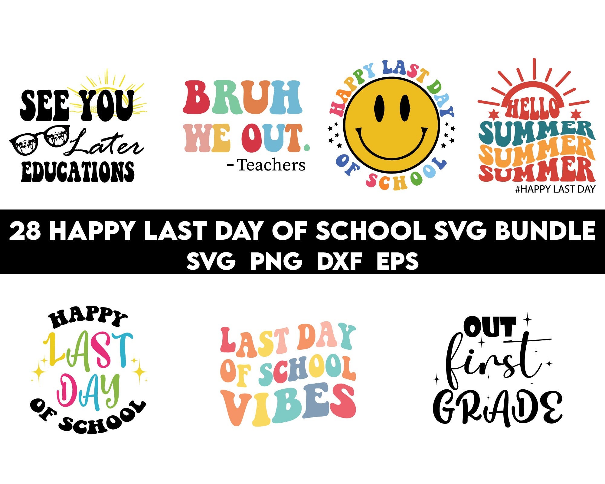 Happy Last Day of School Bundle SVG, Hello Summer Svg, Teacher Summer ...