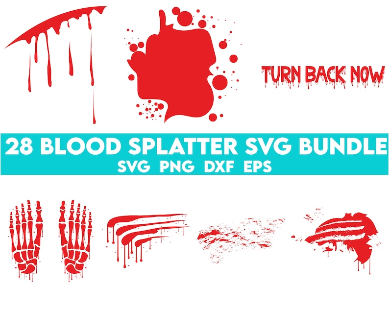 Blood Splatter SVG Bundle, Blood Drips Svg, Blood Png, Bloody Font Svg ...