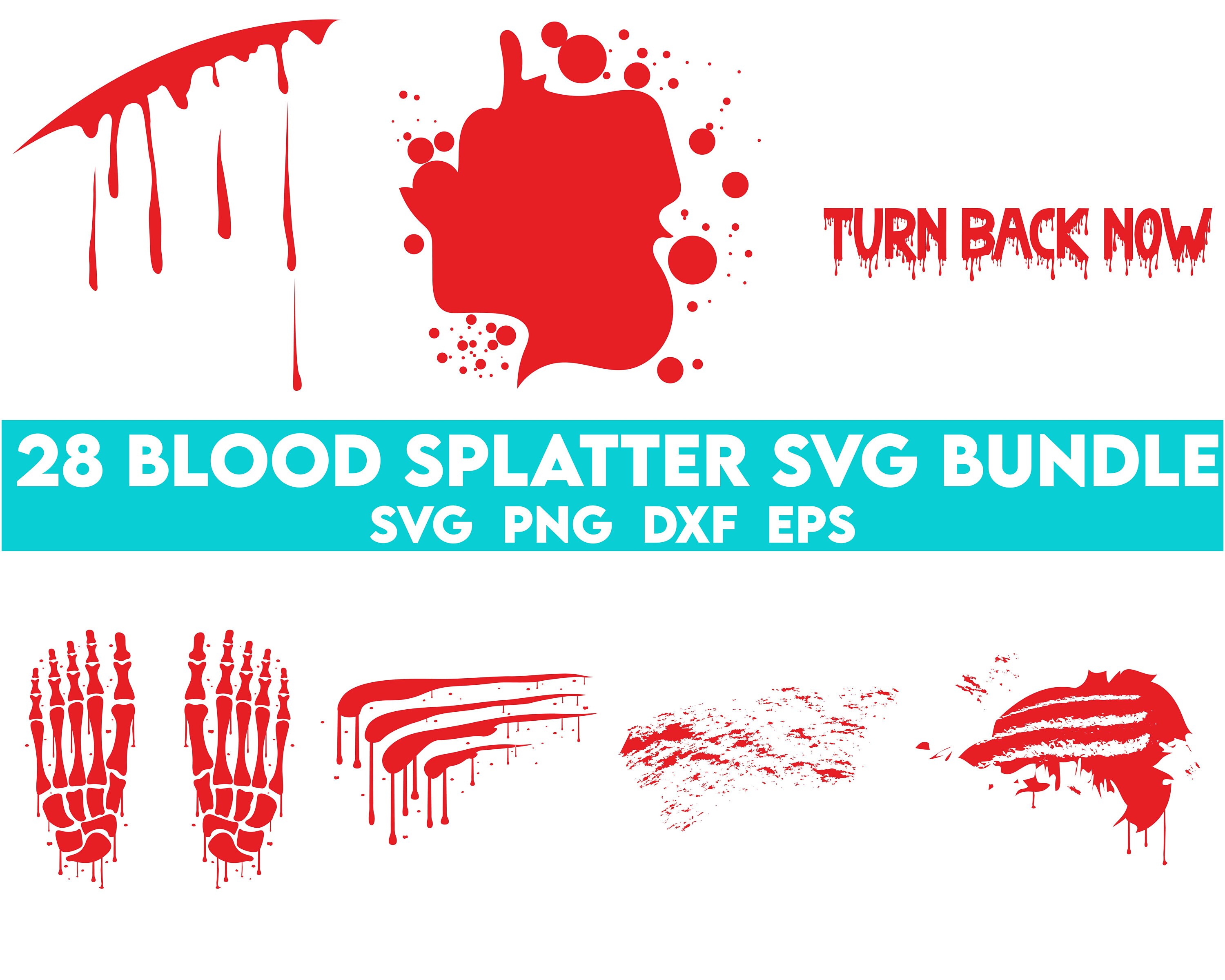 Blood Splatter SVG Bundle, Blood Drips Svg, Blood Png, Bloody Font Svg ...