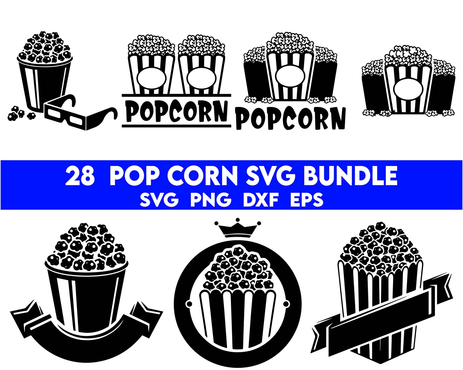 Popcorn SVG Bundle, Popcorn Bucket Svg, Popcorn Box Svg, Popcorn Cut ...