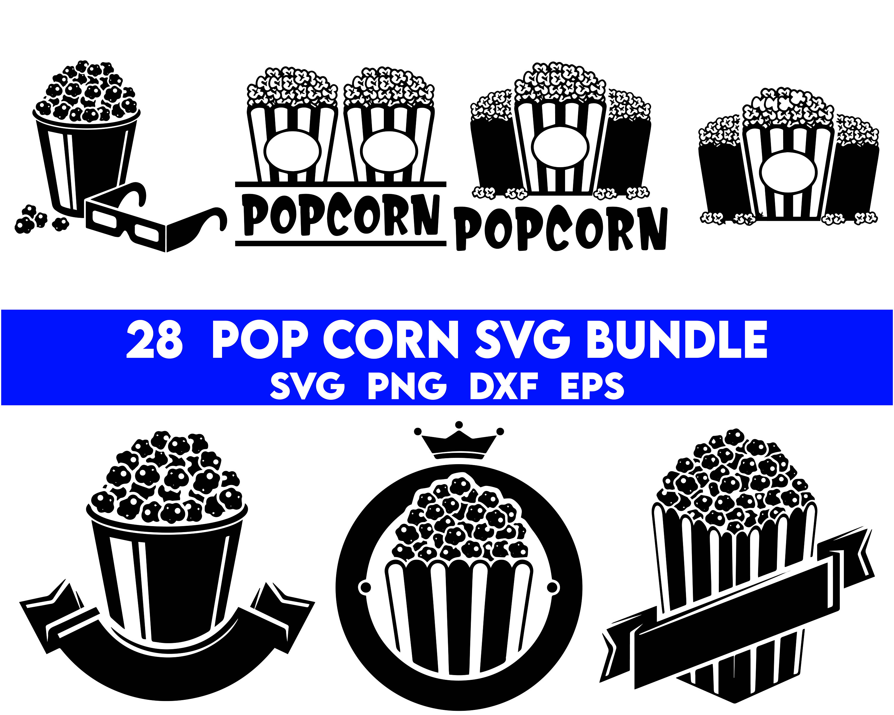 Popcorn SVG Bundle Popcorn Bucket Svg Popcorn Box Svg - Etsy