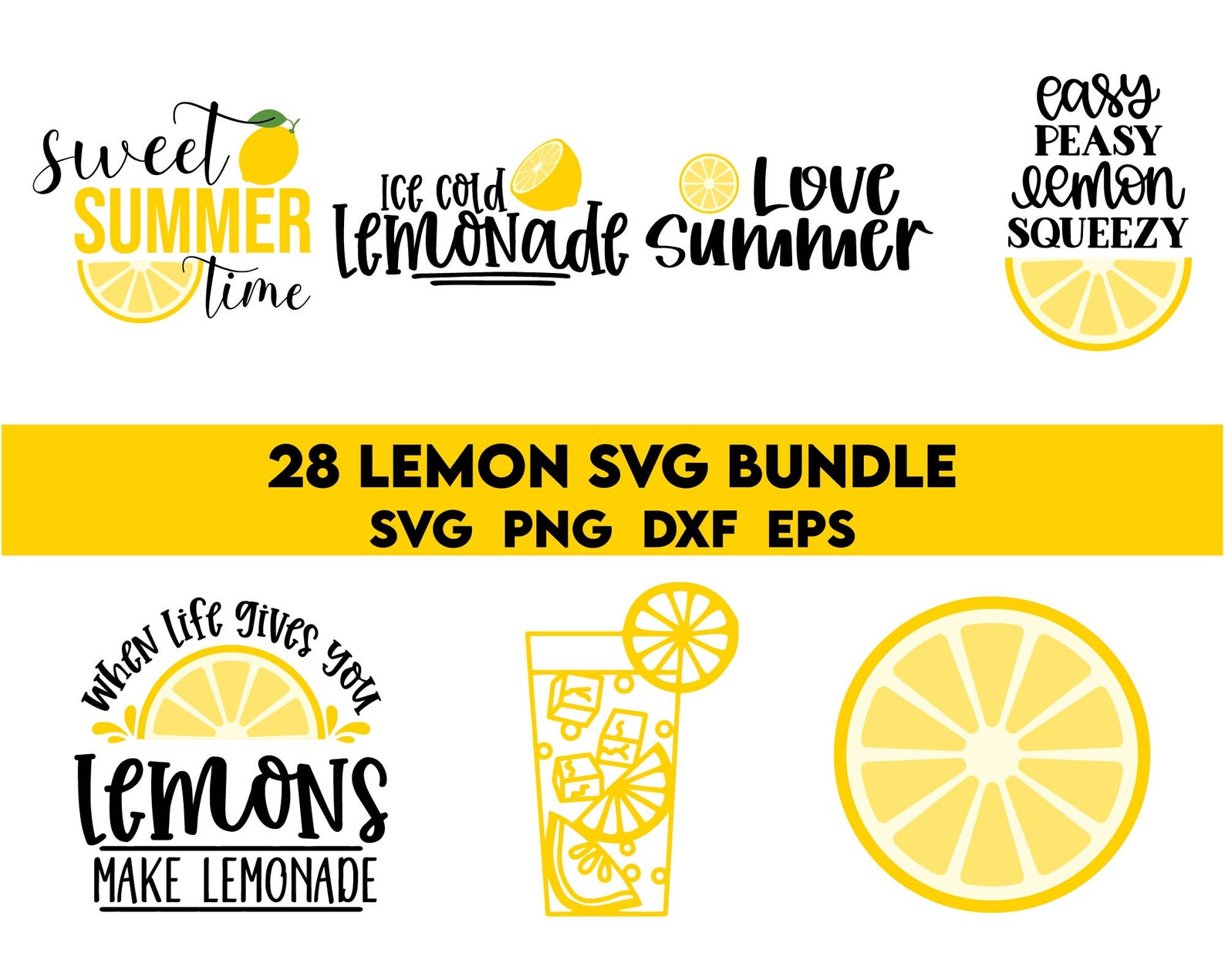 Lemon Svg Bundle, Summer Svg, Summer Svg Bundle, Lemonade Svg, Hello ...