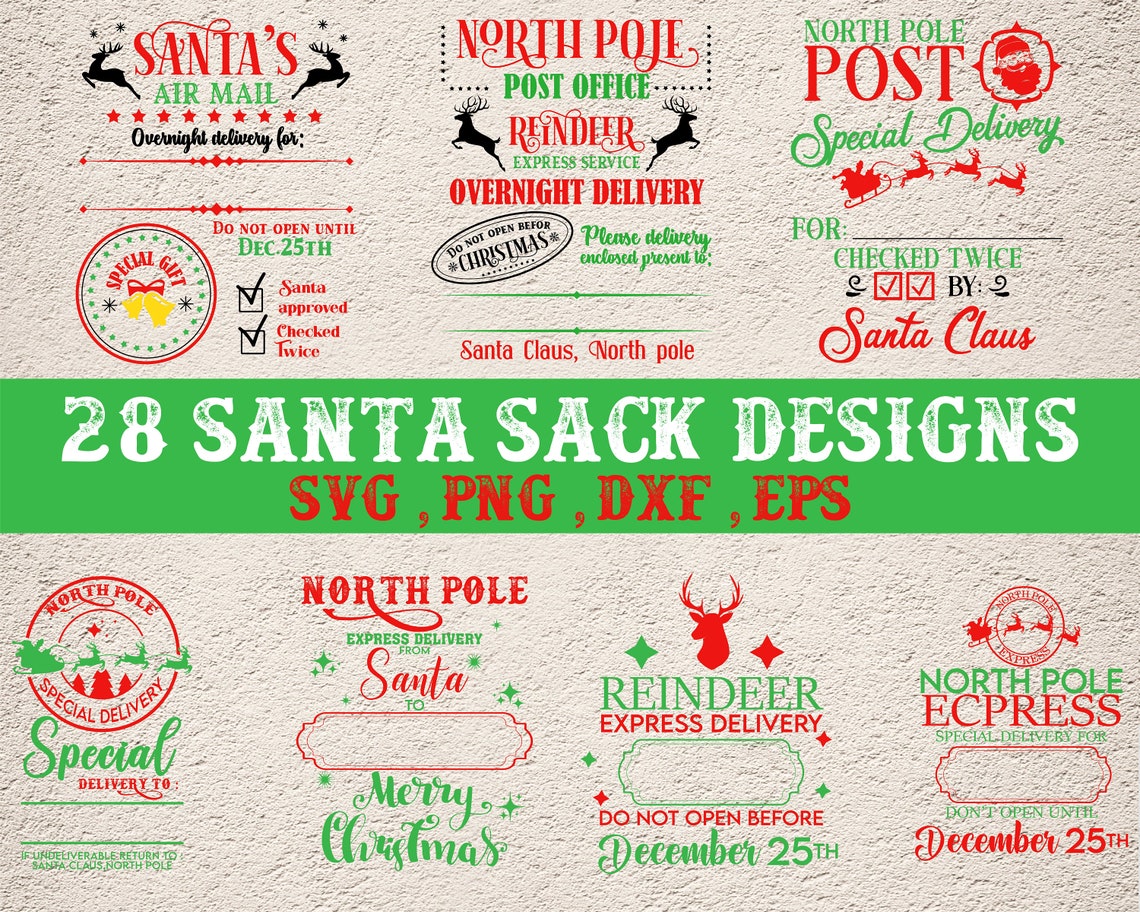 Santa Sack Svg Bundle, Santa Bag Svg, Christmas Santa Sack Svg, Santa ...