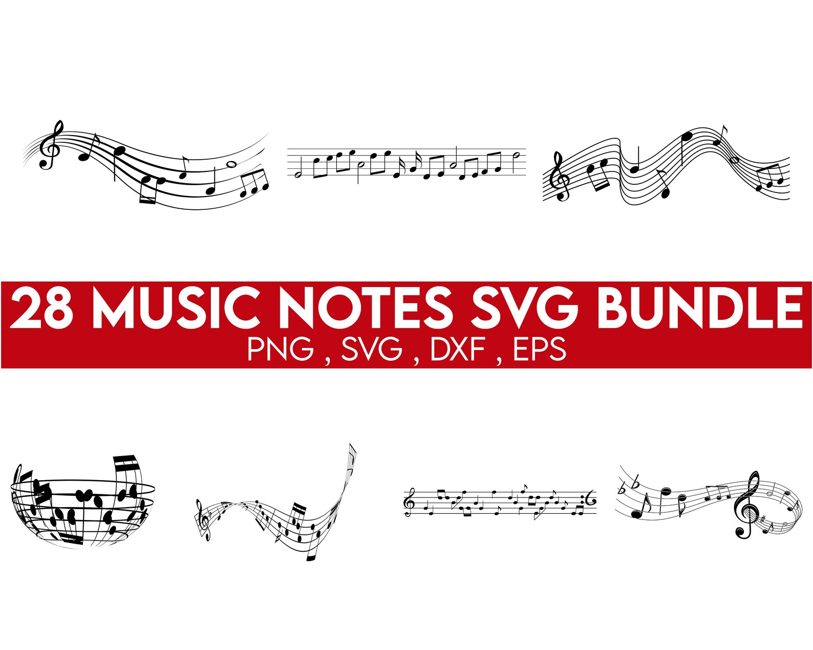 Music Notes SVG, Music Notes Bundle, Music Notes Clipart , Music Notes ...