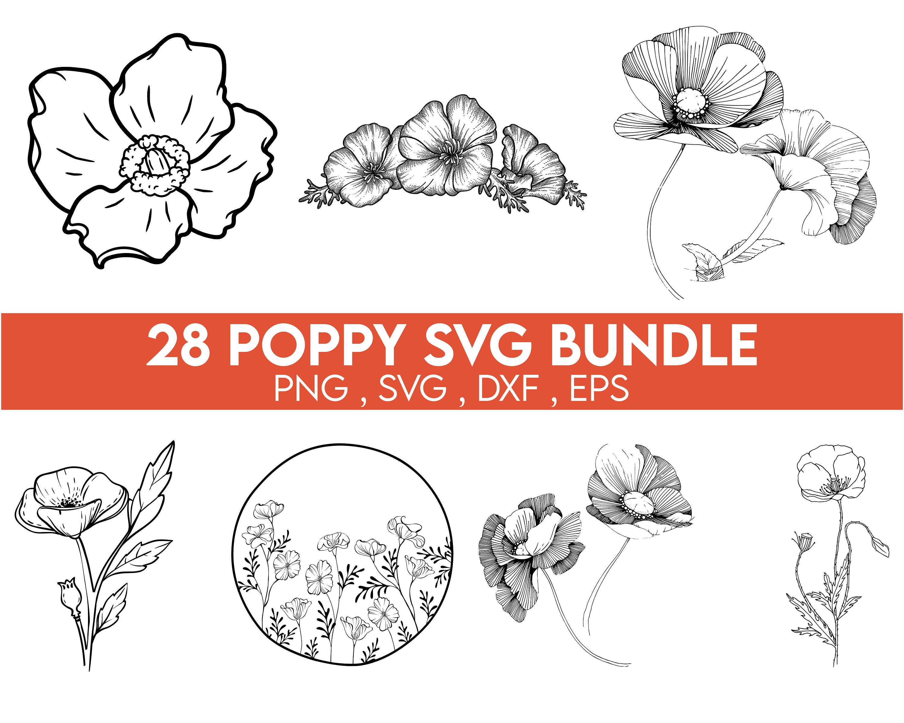 Poppy Svg Bundle Poppy Svg Poppy Wreath Svg Botanical - Etsy Singapore