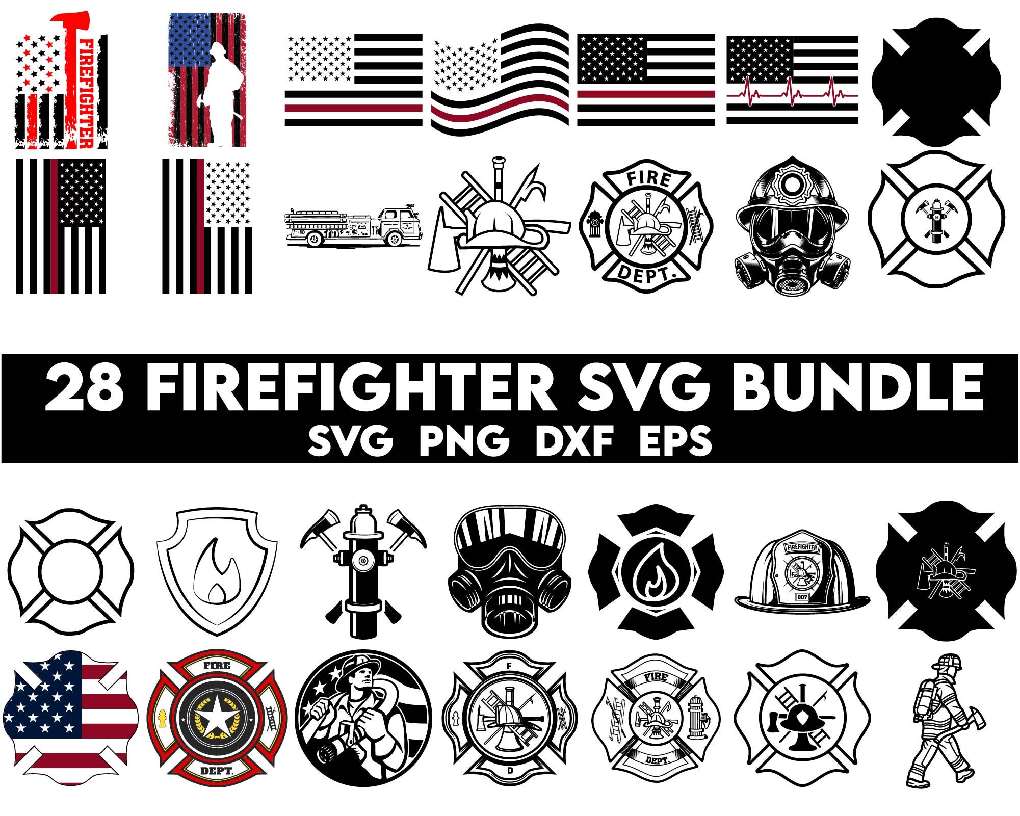 Firefighter Svg Bundle, Firefighter Svg, Dad Firefighter Svg, Red Line ...