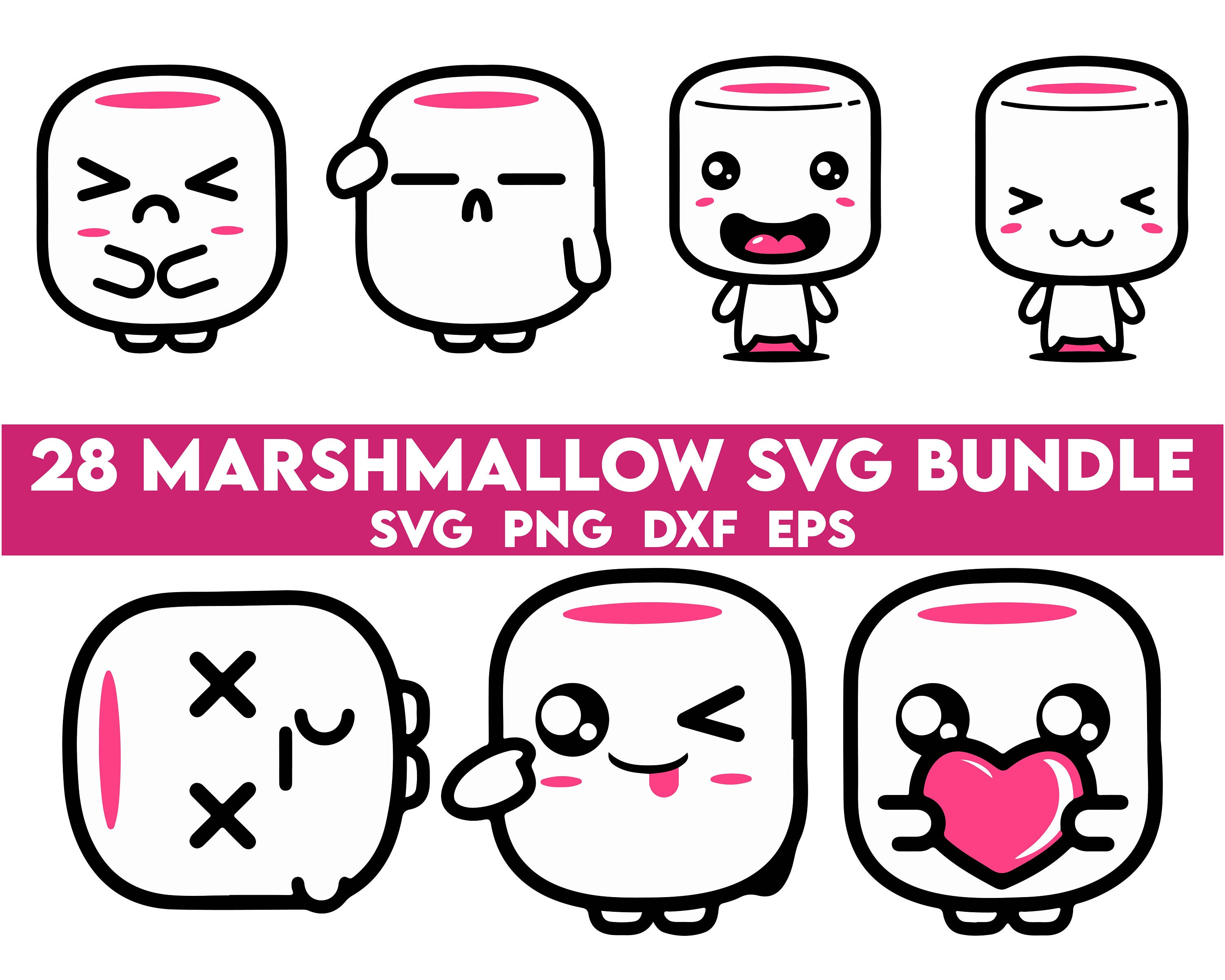 Marshmallow SVG Bundle, Kawaii Marshmallow Face SVG, Camping Svg ...