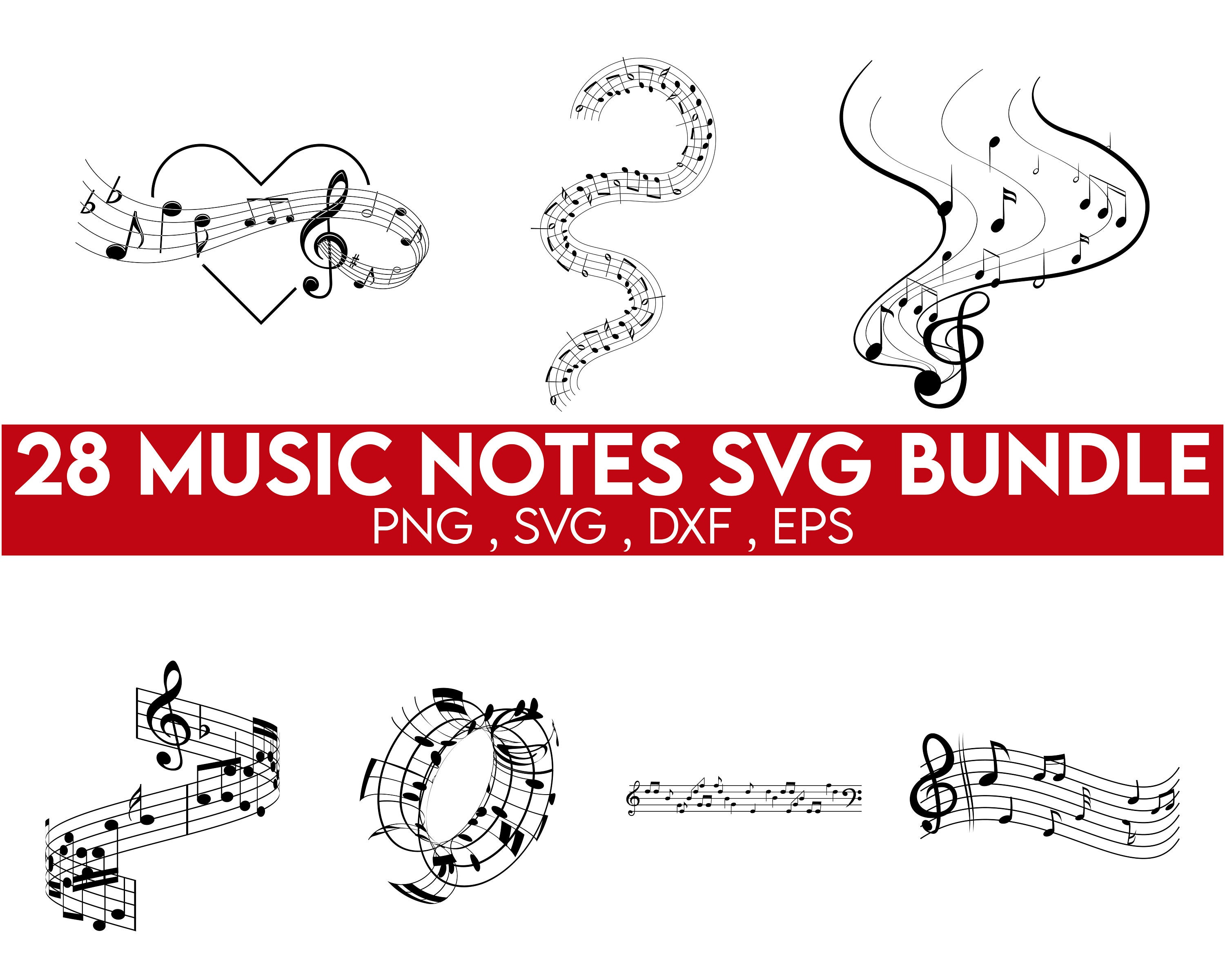 Music Notes SVG, Music Notes Bundle, Music Notes Clipart , Music Notes ...