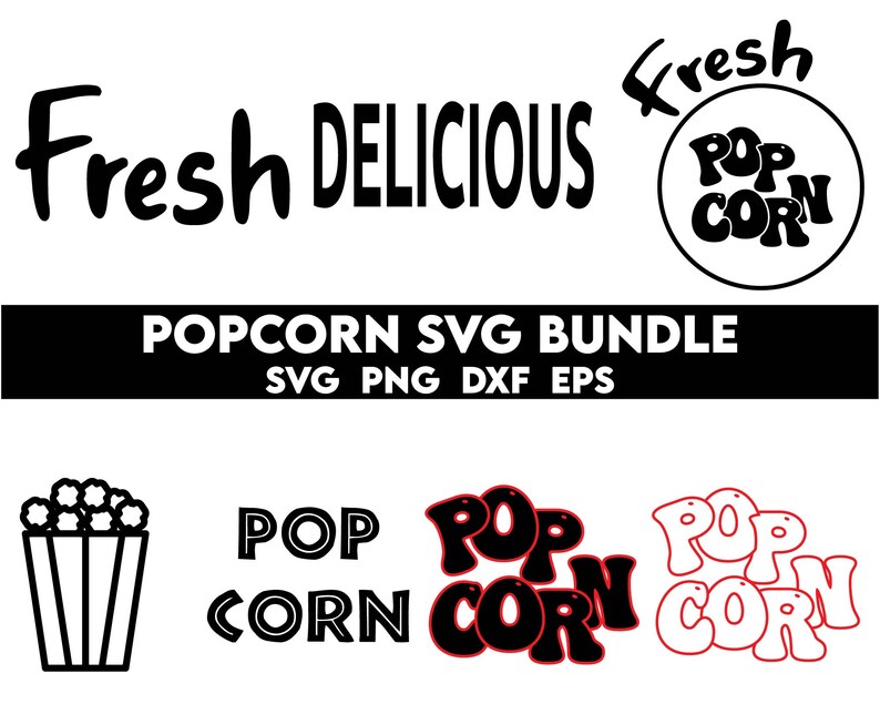 Popcorn Svg Bundle, Popcorn Box Svg, Popcorn Clipart, Popcorn ...