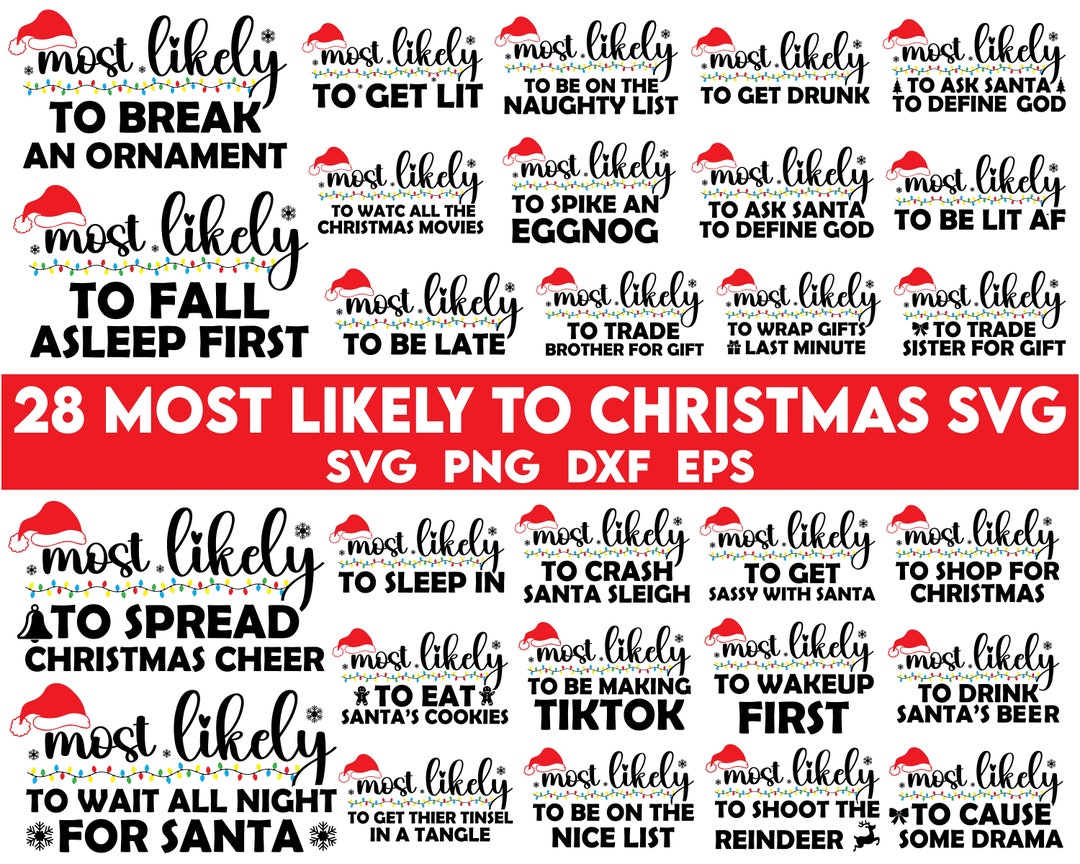 Most Likely to Christmas Svg Bundle, Most Likely to Svg, Funny Most ...