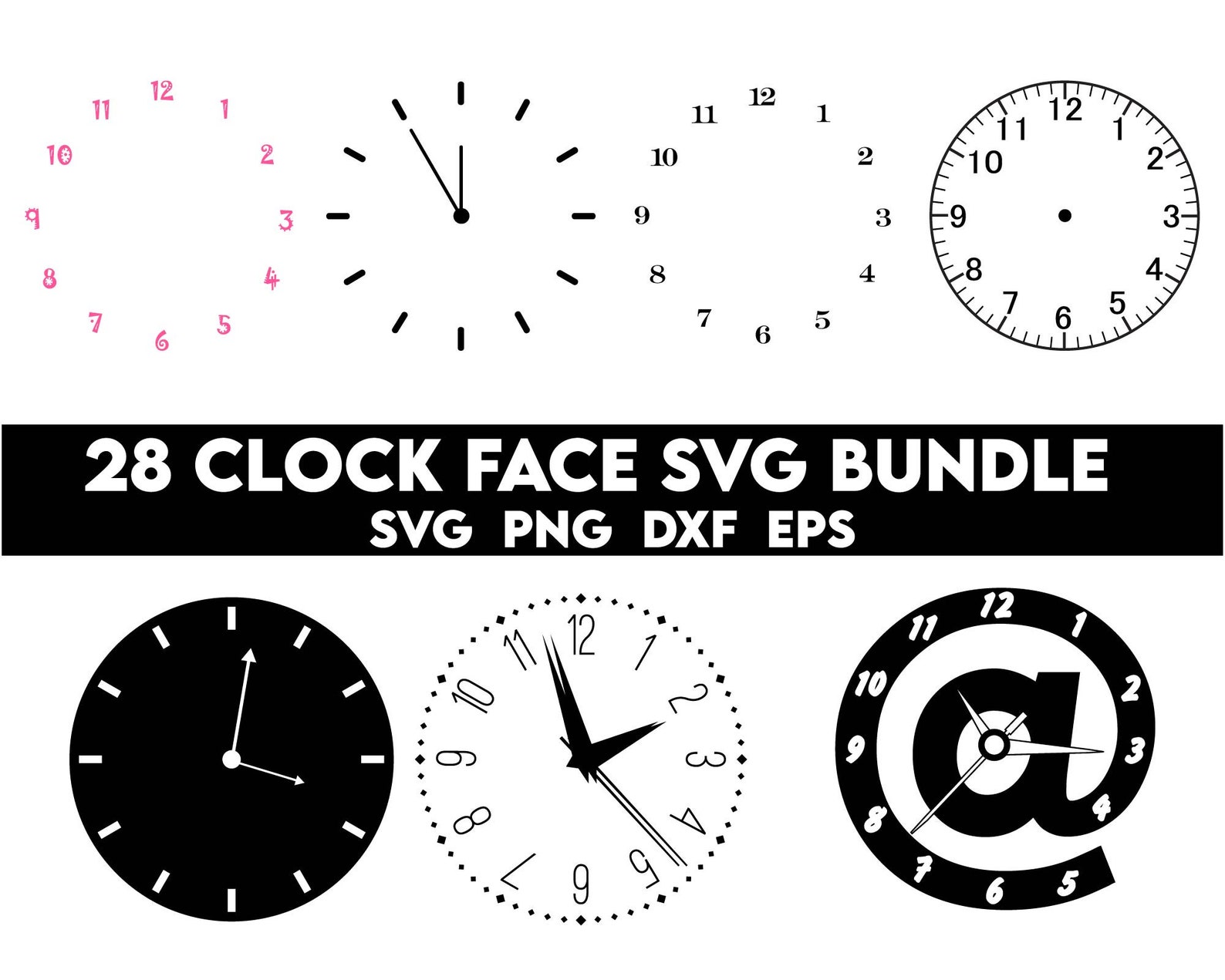 CLOCK FACE Svg Bundle, Clock Svg, Clock Face Clipart, Clock Numbers Svg ...