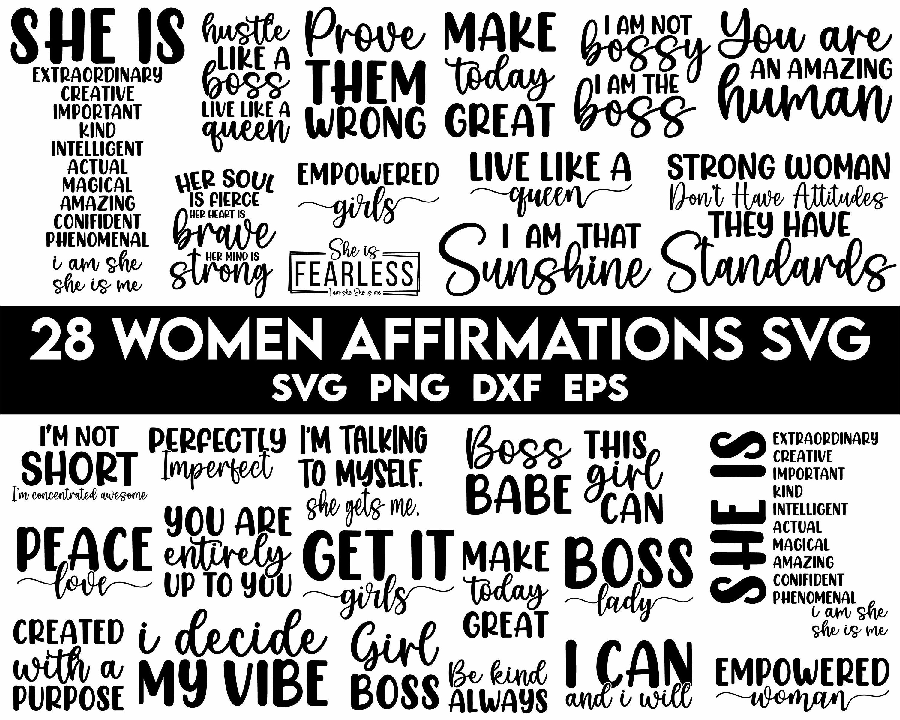 Woman Affirmation SVG Bundle, She is Me SVG Bundle, Postive Quotes Svg ...