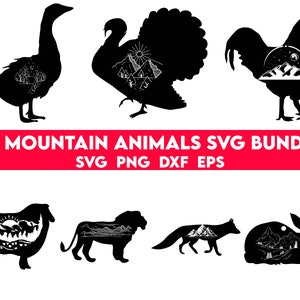 Mountain Animals Bundle SVG, Outdoors Svg, Bear Svg, Moose Svg, Wolf ...