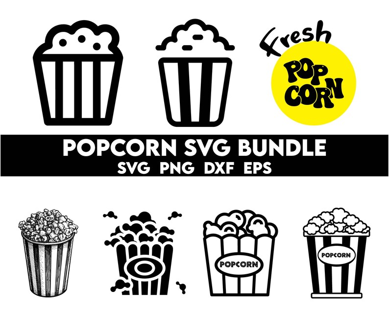 Popcorn Svg Bundle, Popcorn Box Svg, Popcorn Clipart, Popcorn ...