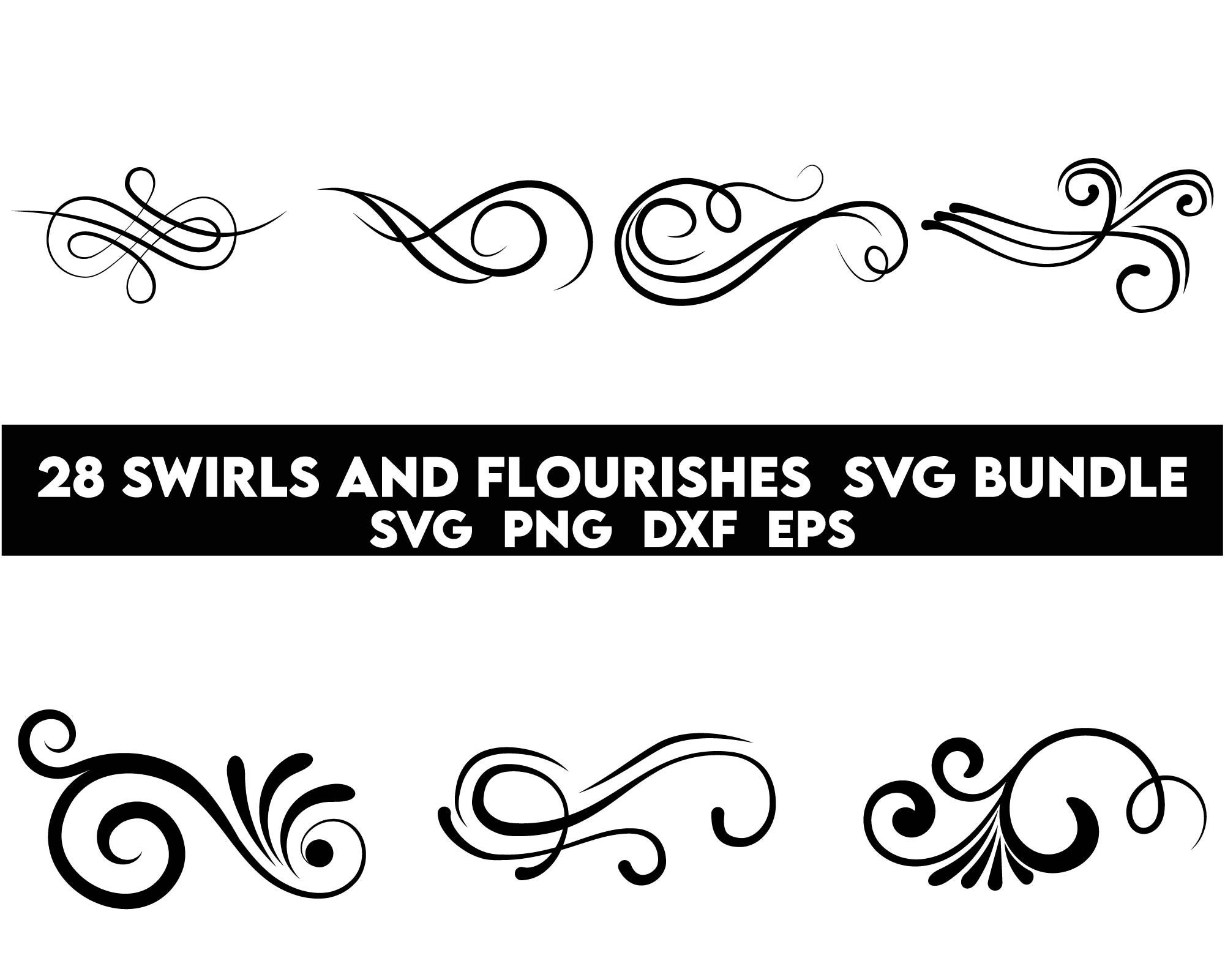 Swirls and Flourishes Svg Bundle, Swirl SVG, Flourish SVG, Swoosh SVG ...