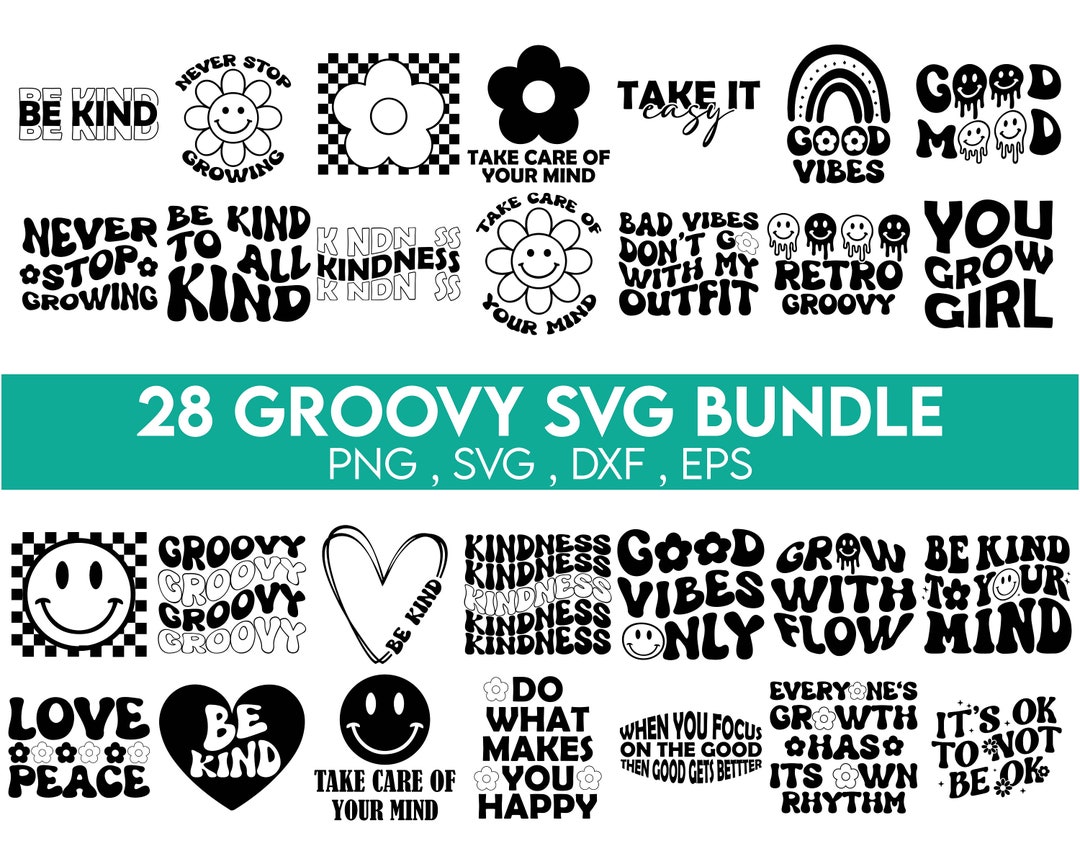 Groovy Svg Bundle, Hippie Svg,inspirational Svg,retro Svg,motivational ...