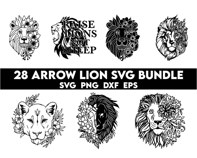 Arrow Lion Couple Svg Bundle Lion Floral Svg Half Lion Face - Etsy