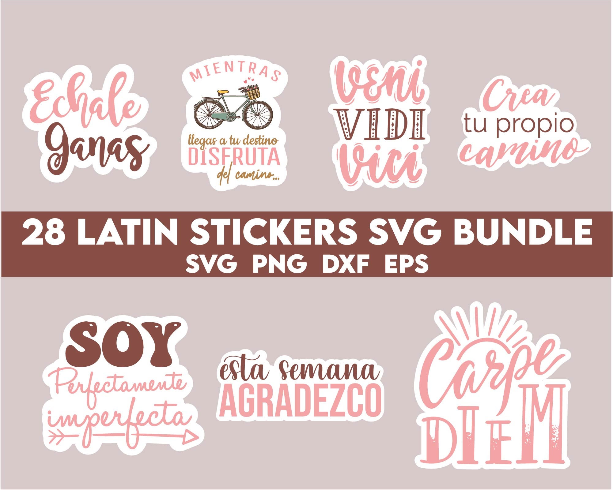 Latina Positive Stickers Svg Bundle, Latina Stickers Svg, Spanish ...