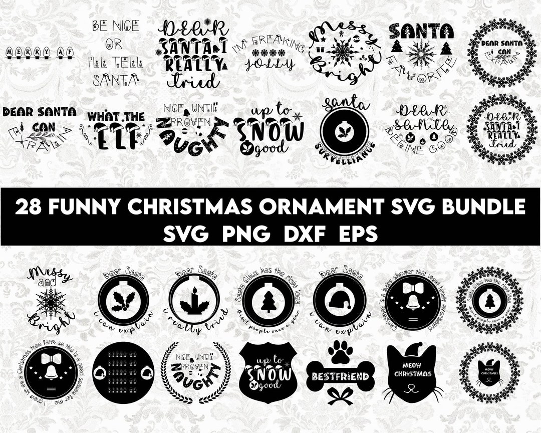 Funny Christmas Ornament Svg Bundle, Christmas Svg, Merry Christmas Svg, Round Ornament Svg ...