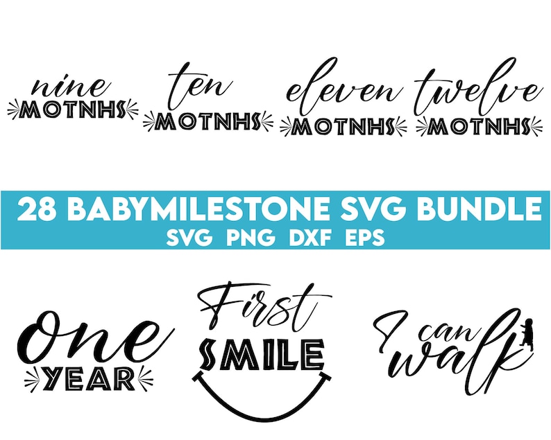 Baby Milestone Svg Bundle, Milestone Svg, Monthly Milestone, Baby Svg ...