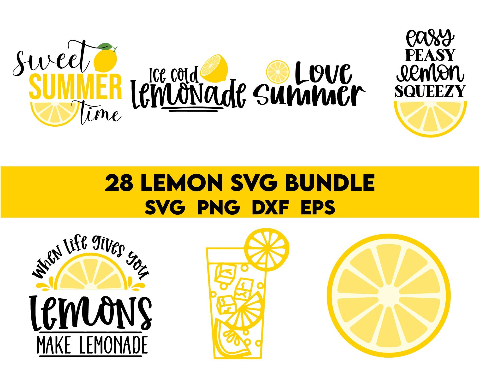 Lemon Svg Bundle, Summer Svg, Summer Svg Bundle, Lemonade Svg, Hello ...