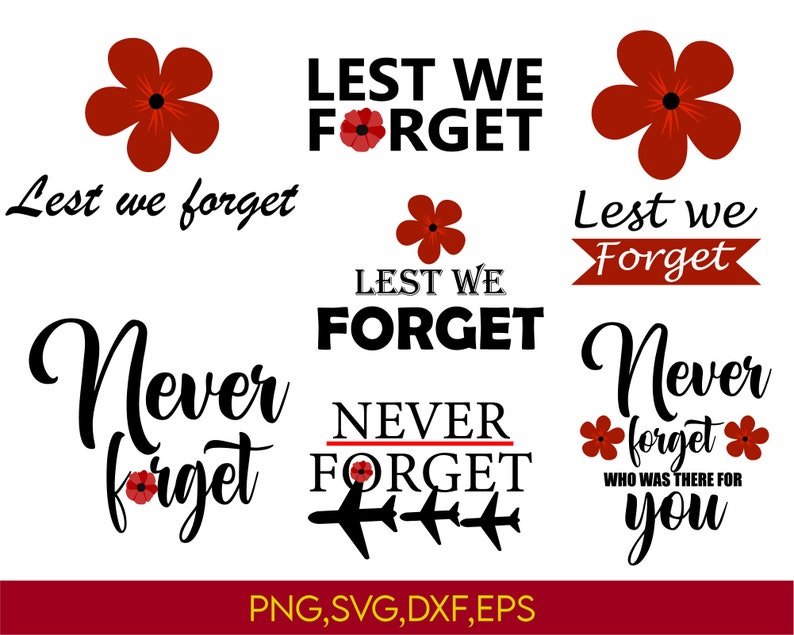 Lest We Forget Svg Bundle, Remembrance Day Svg, Poppy Svg, Lest We ...