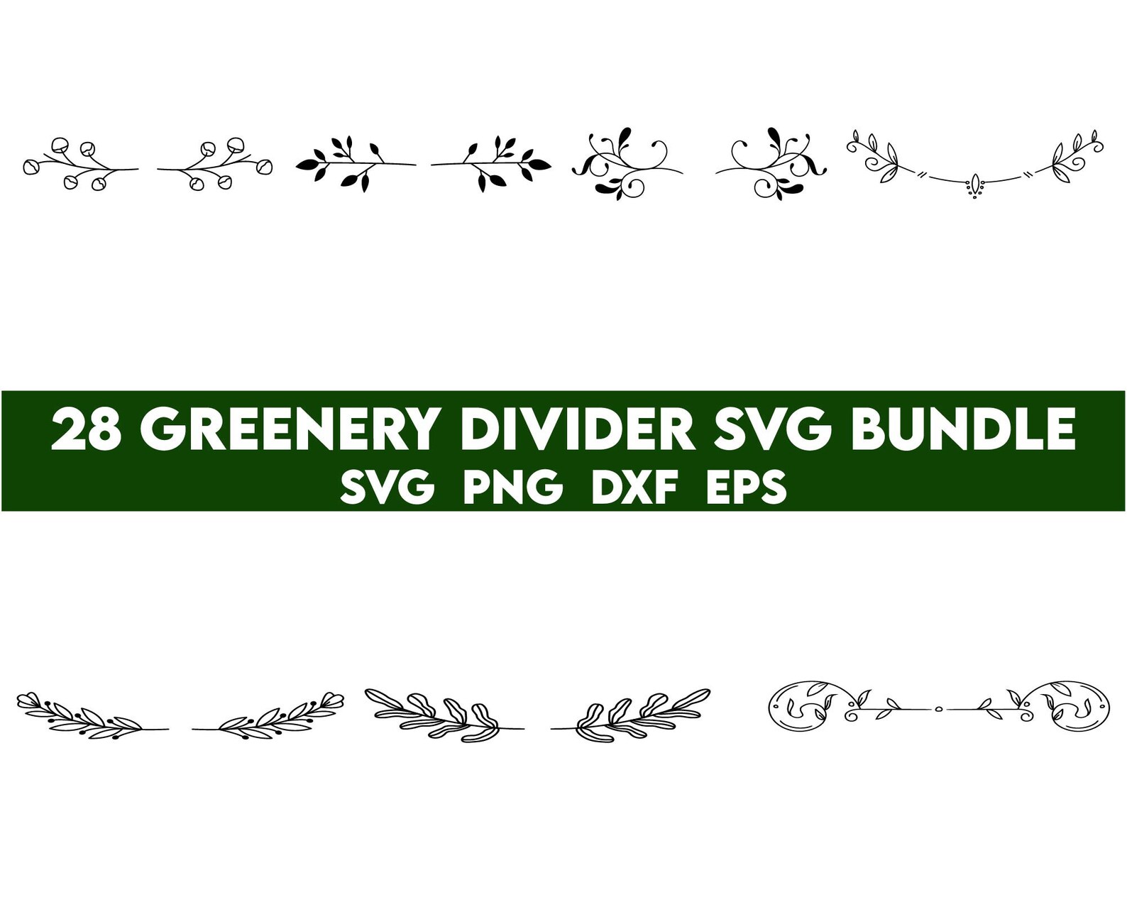 Greenery Text Divider Svg Bundle, Leaf Border Svg, Hand Drawn Svg ...